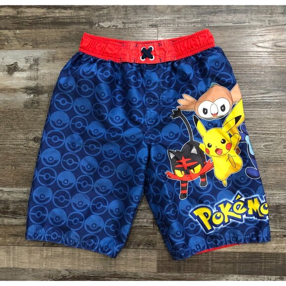 Pokemon | Swim | Pokemon Youth Boys Large Blue Lined Swim Swimming ...